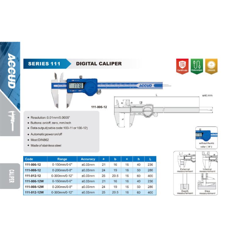 ACCUD DIGITAL CALIPER- thumb roller - STF Tool & Industrial
